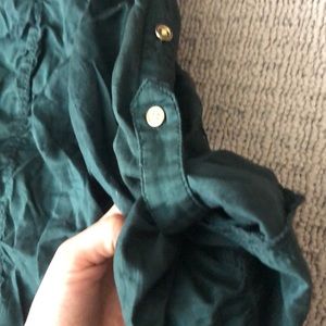Express | Tops | Express Emerald Green Button Down Wgold Buttons | Poshmark